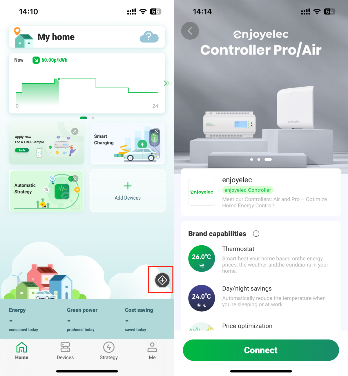 Sammenkobling av kontroller og tilkobling av hjemmeenheter i HEMS-appen ...