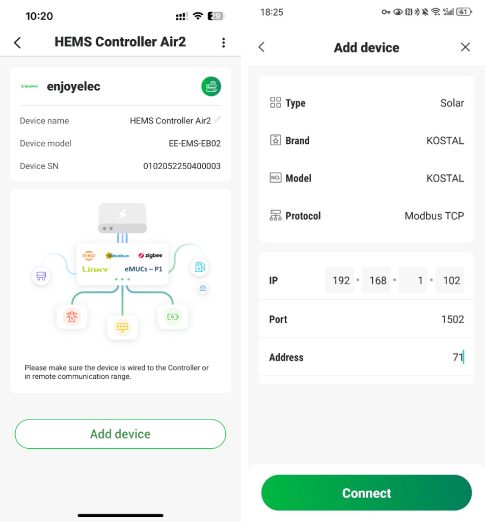 Kostal-omformeroppsett - ModbusTCP - enjoyelec